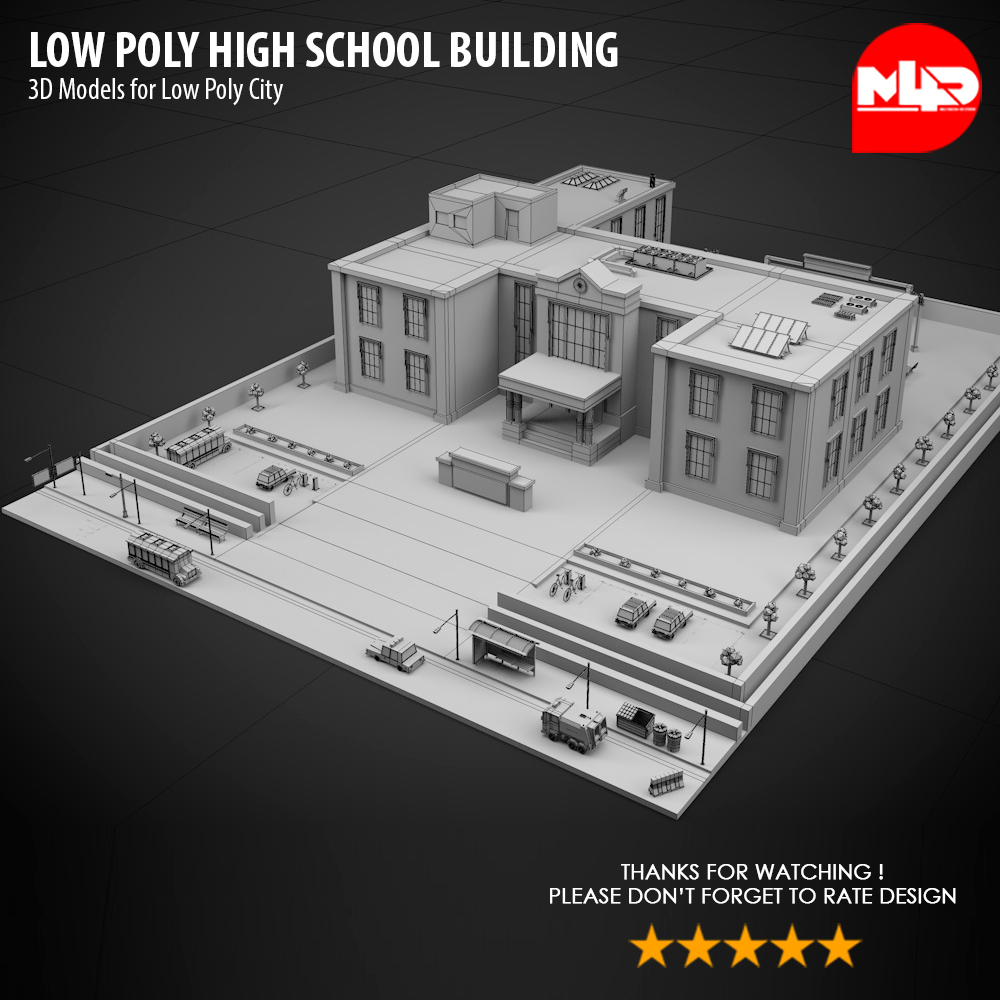 Low Poly High School Building by multimedia4d | 3DOcean